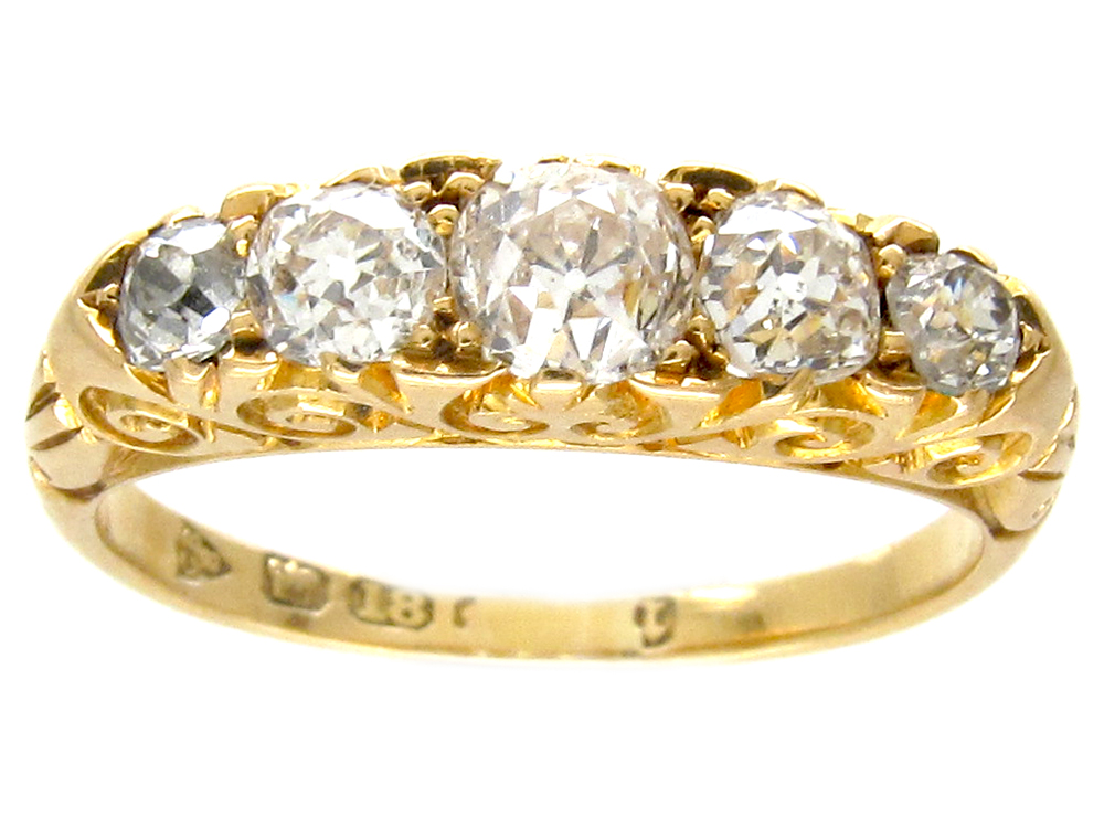 Victorian 18ct Gold Five Stone Diamond Ring (908F) | The Antique ...
