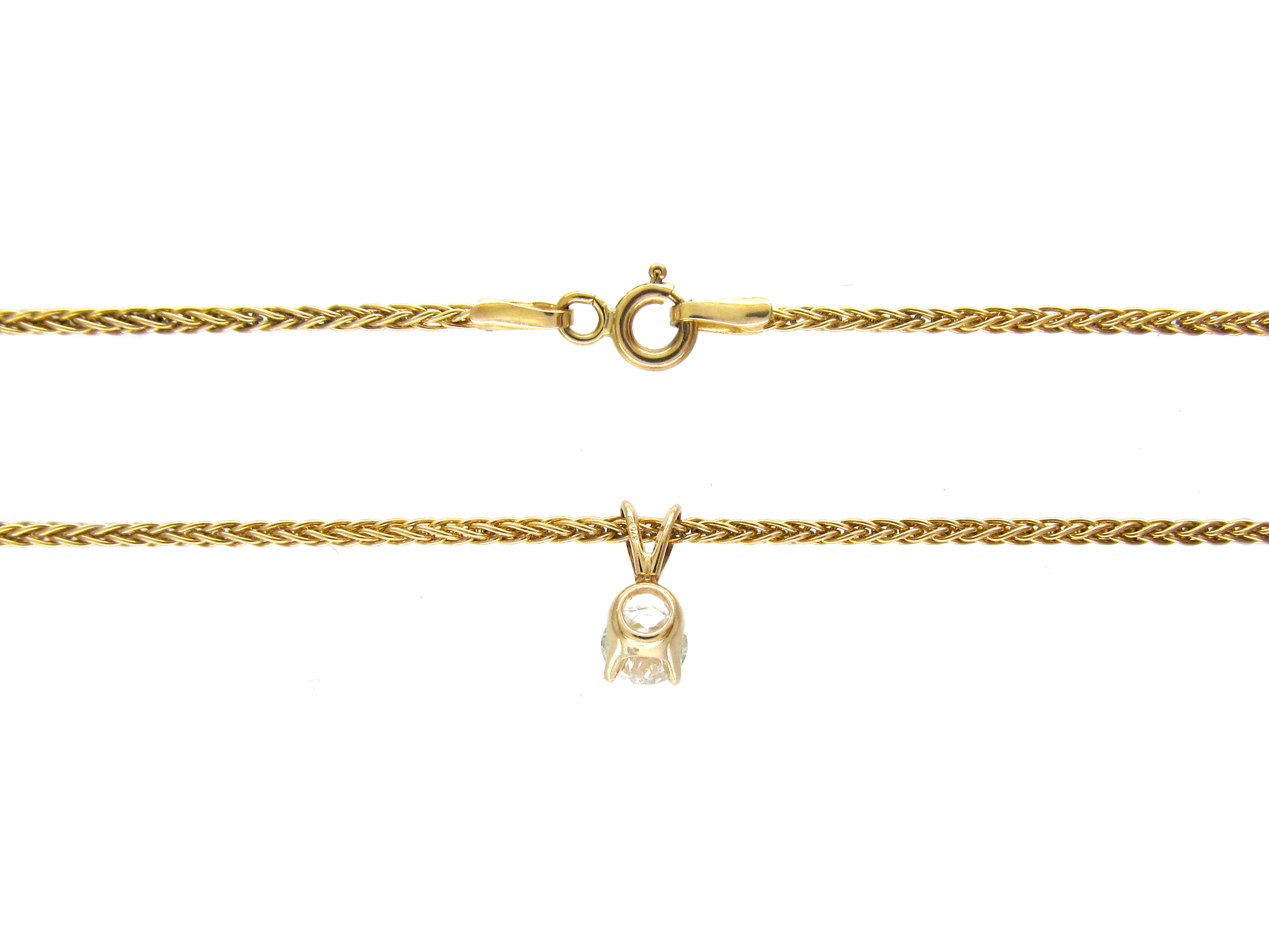 Half Carat Diamond Solitaire Pendant on Gold Chain (898F) | The Antique ...