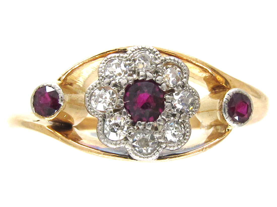 Edwardian Ruby & Diamond Open Cluster Ring (930F) | The Antique ...
