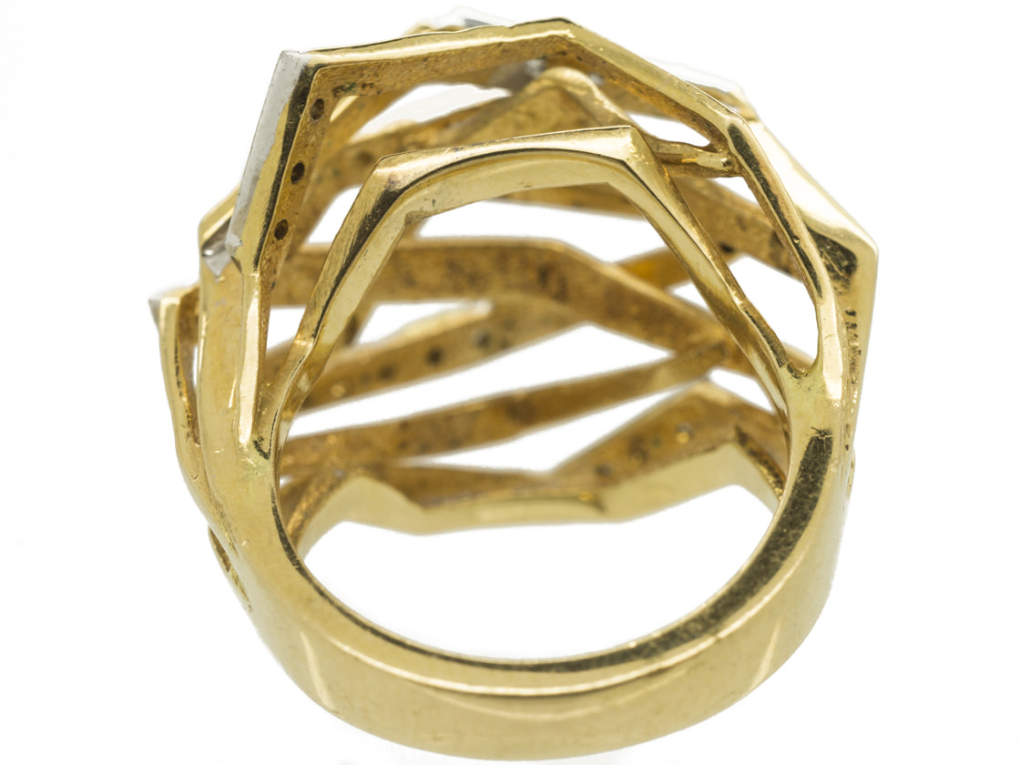 18ct Gold & Diamond 1970s Openwork Ring (70G) | The Antique Jewellery ...