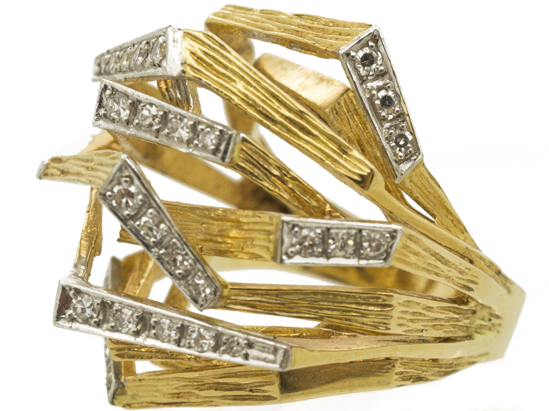 18ct Gold & Diamond 1970s Openwork Ring (70G) | The Antique Jewellery ...