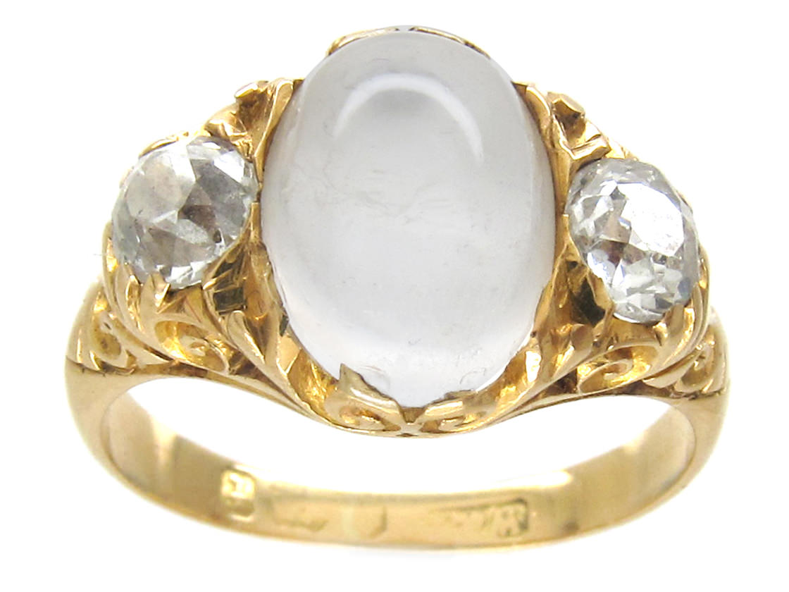 Victorian Moonstone & Diamond Ring (TBC-38) | The Antique Jewellery Company