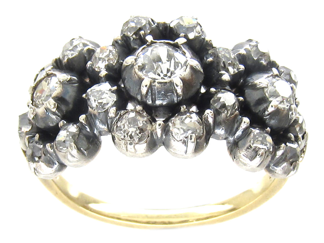 Georgian Diamond Triple Cluster Ring (33G) | The Antique Jewellery Company