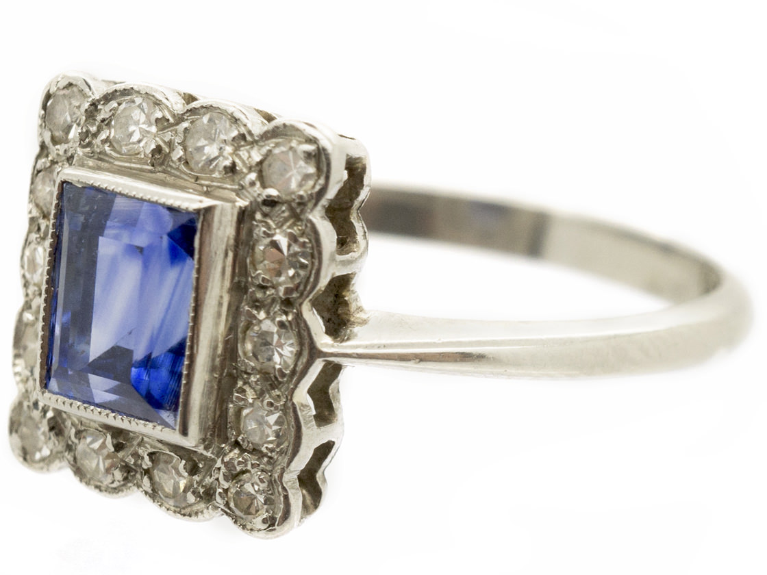 Art Deco Rectangular Sapphire & Diamond Ring (947F) | The Antique ...