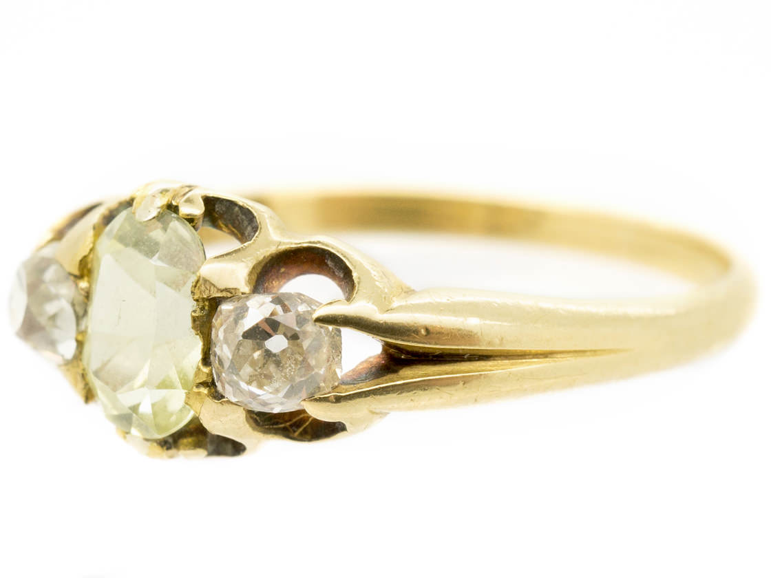 18ct Gold Victorian Chrysolite & Diamond Ring (105G) | The Antique ...