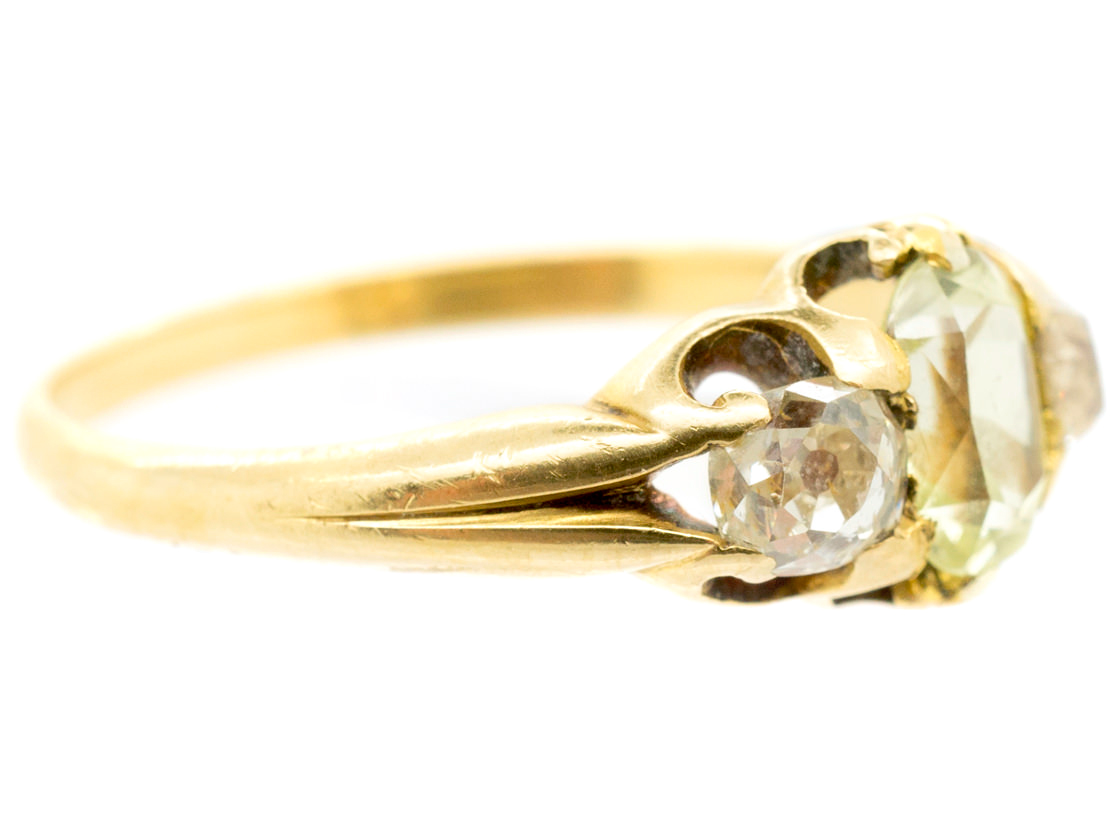 18ct Gold Victorian Chrysolite & Diamond Ring (105G) | The Antique ...