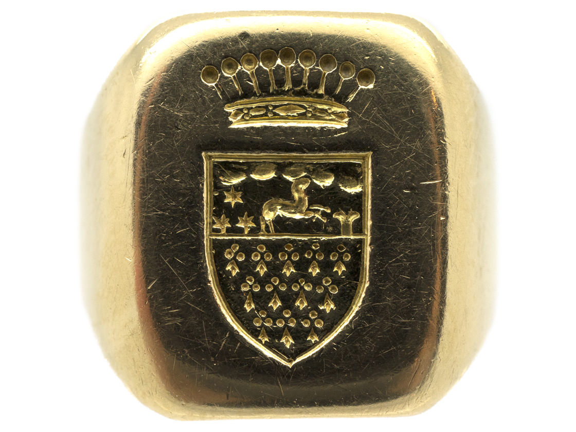 18ct Gold Signet Ring with Crowned Coat of Arms (116G) | The Antique ...