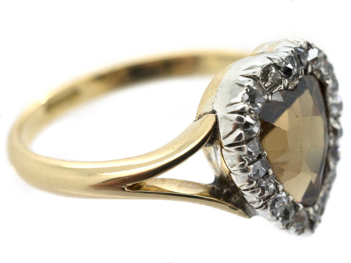 Edwardian 18ct Gold & Brown Zircon Heart Shaped Ring (592L) | The ...