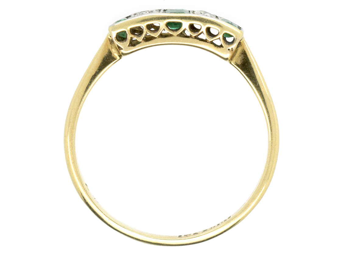 Art Deco Rectangular Cut Emerald & Diamond Ring (89/O) | The Antique ...