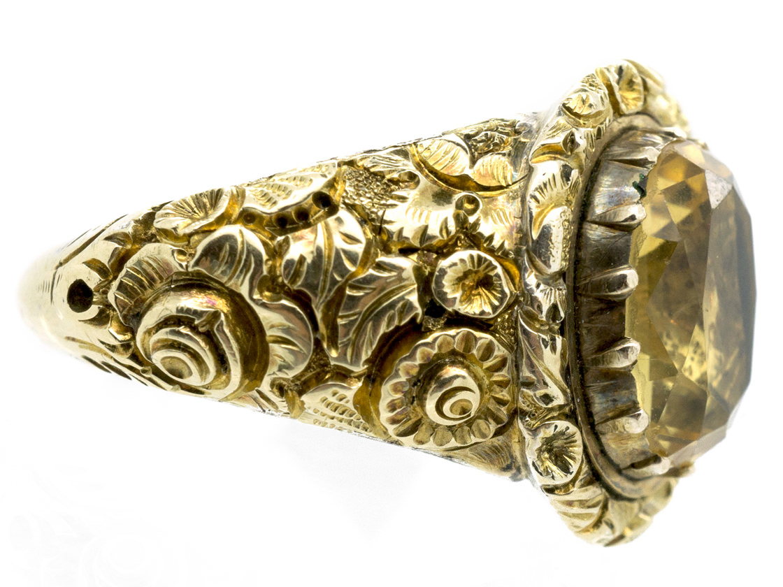 Large 18ct Gold Georgian Foiled Citrine Ring (178G) | The Antique ...