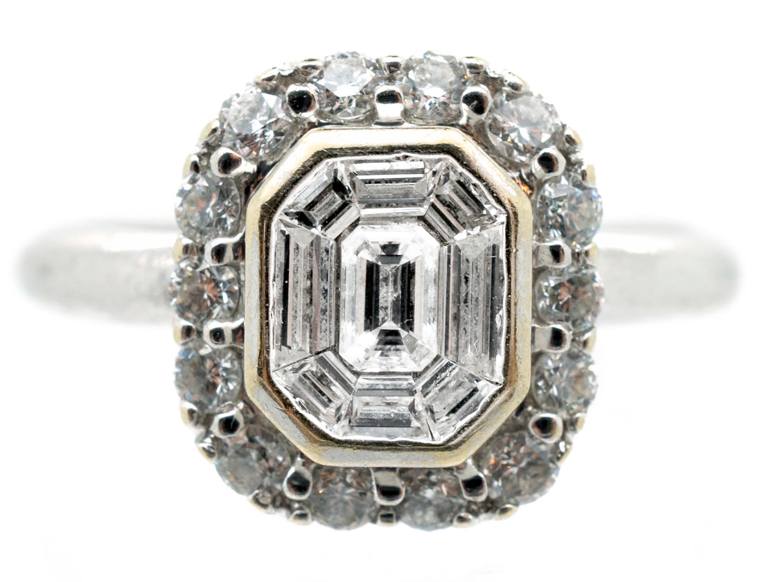 Platinum & Diamond Rectangular Ring (230G) | The Antique Jewellery Company