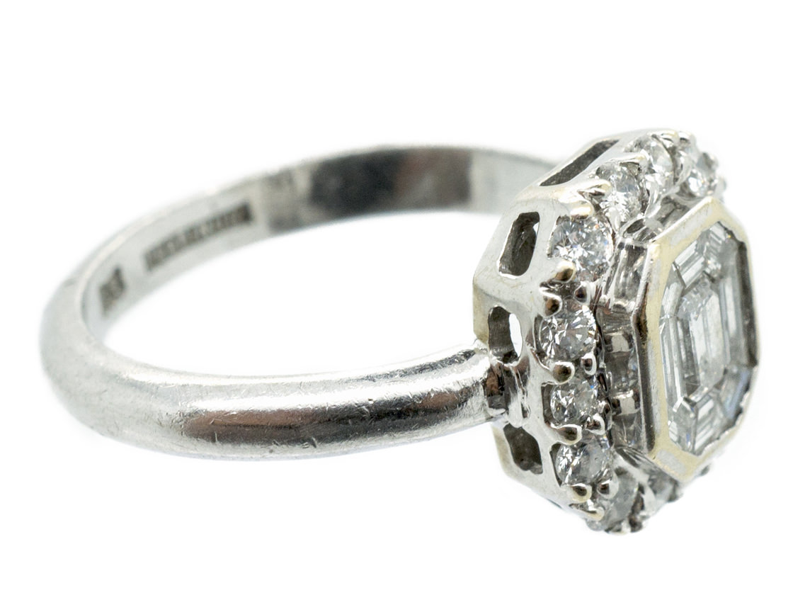 Platinum & Diamond Rectangular Ring (230G) | The Antique Jewellery Company