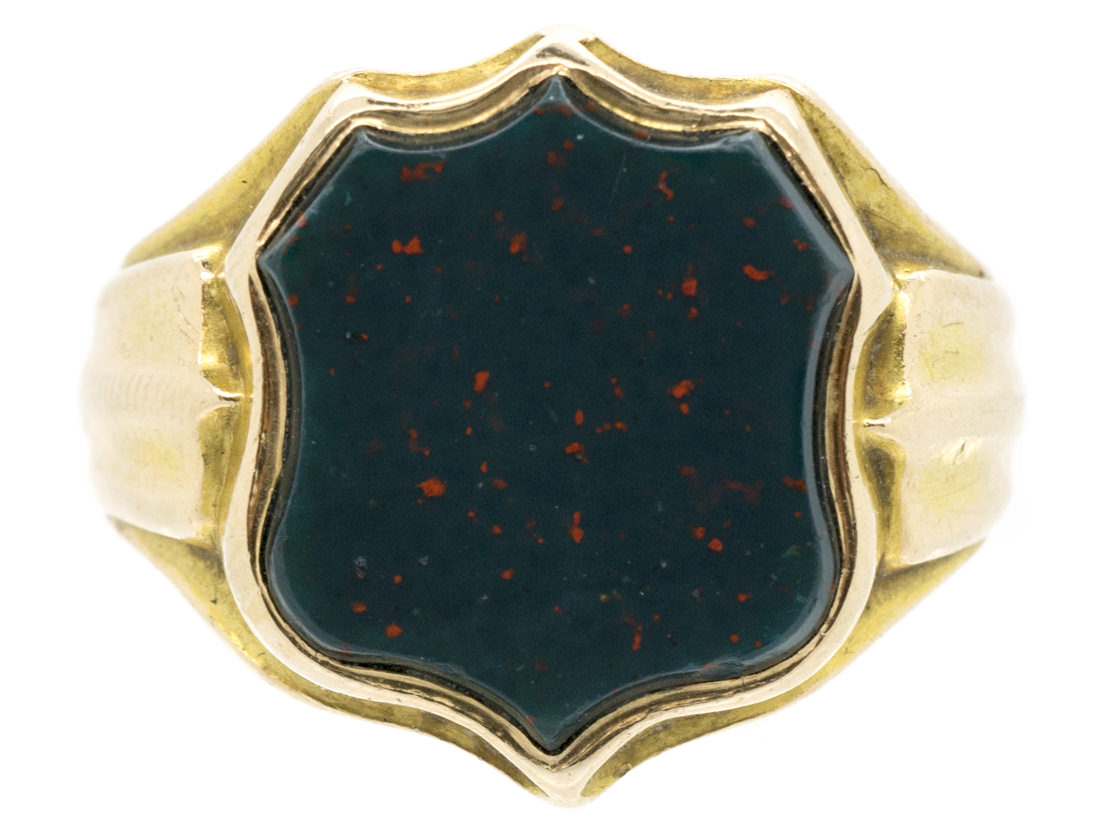 Victorian 18ct Gold Signet Ring Set With a Shield Shaped Bloodstone ...