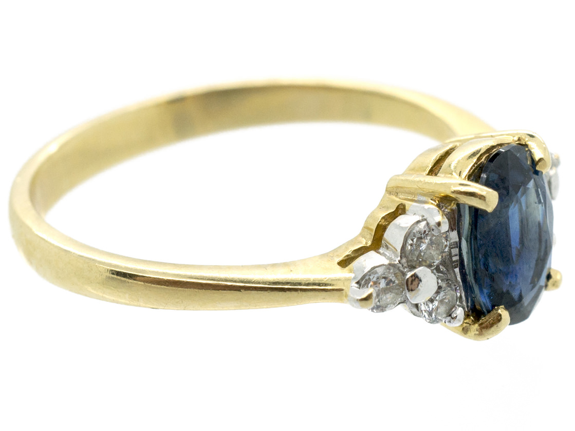 18ct Gold Ceylon Sapphire & Diamond Ring (99/O) | The Antique Jewellery ...