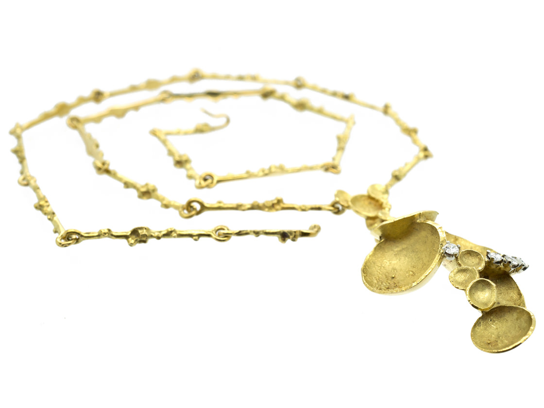 18ct Gold & Diamond 1970s Necklace (333G) | The Antique Jewellery Company