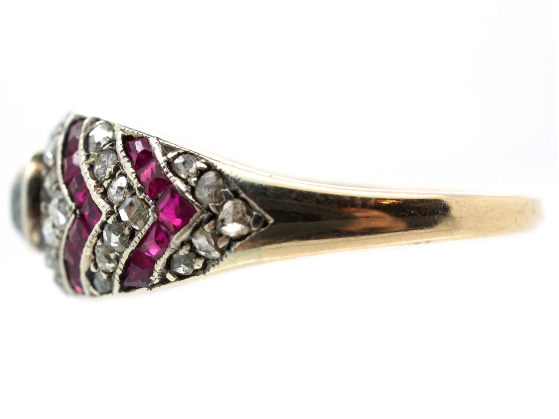 Art Deco Ruby & Diamond Chevron Design Ring (463G) | The Antique ...