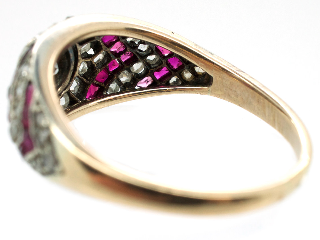 Art Deco Ruby & Diamond Chevron Design Ring (463G) | The Antique ...