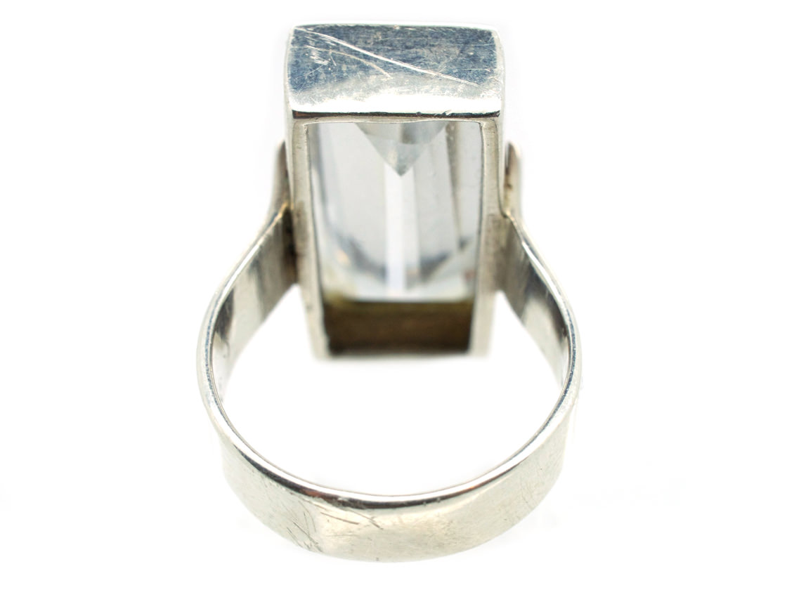 Large Rectangular Rock Crystal Silver Ring (494G) | The Antique ...
