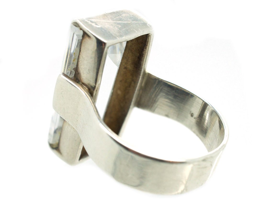 Large Rectangular Rock Crystal Silver Ring (494G) | The Antique ...