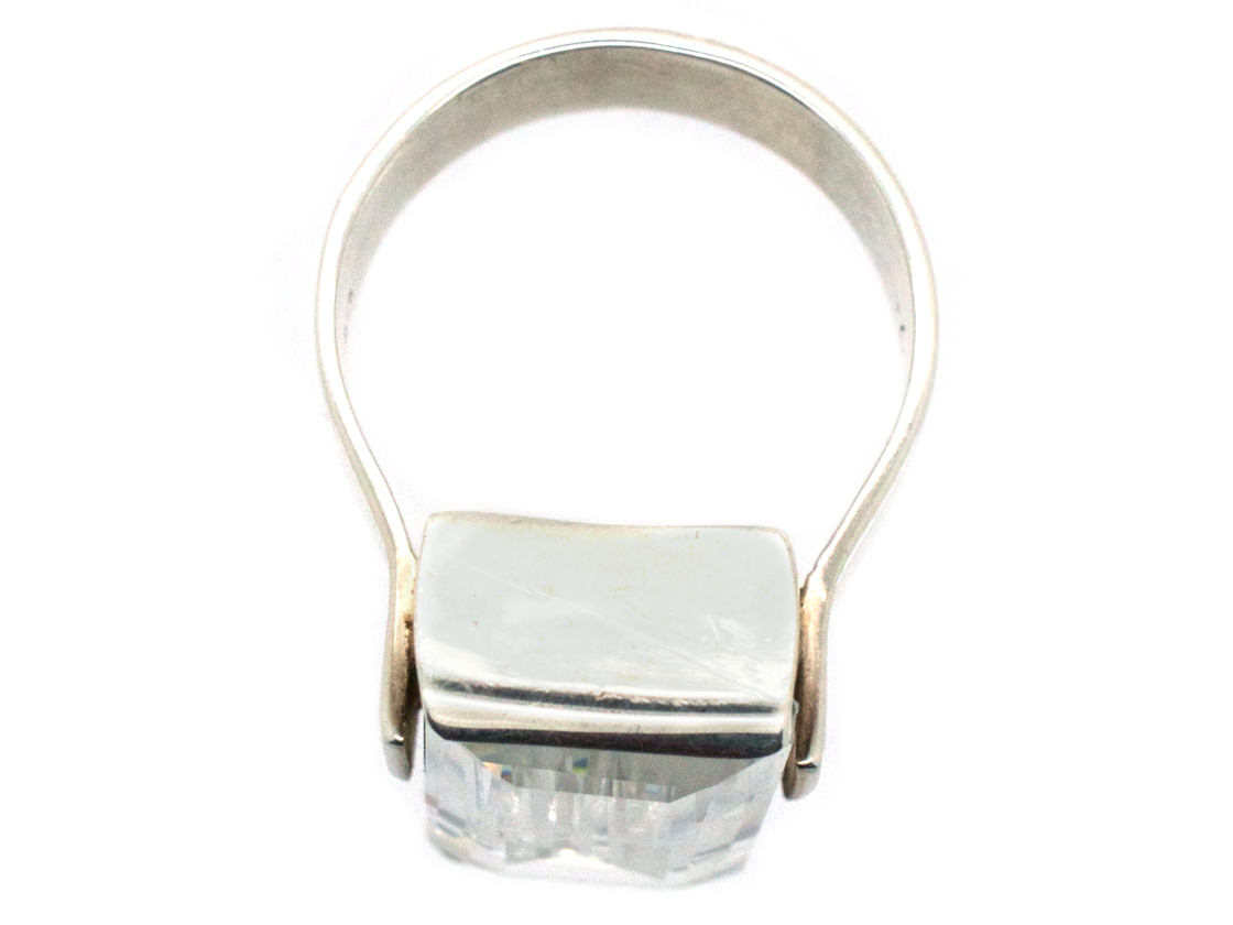 Large Rectangular Rock Crystal Silver Ring (494G) | The Antique ...