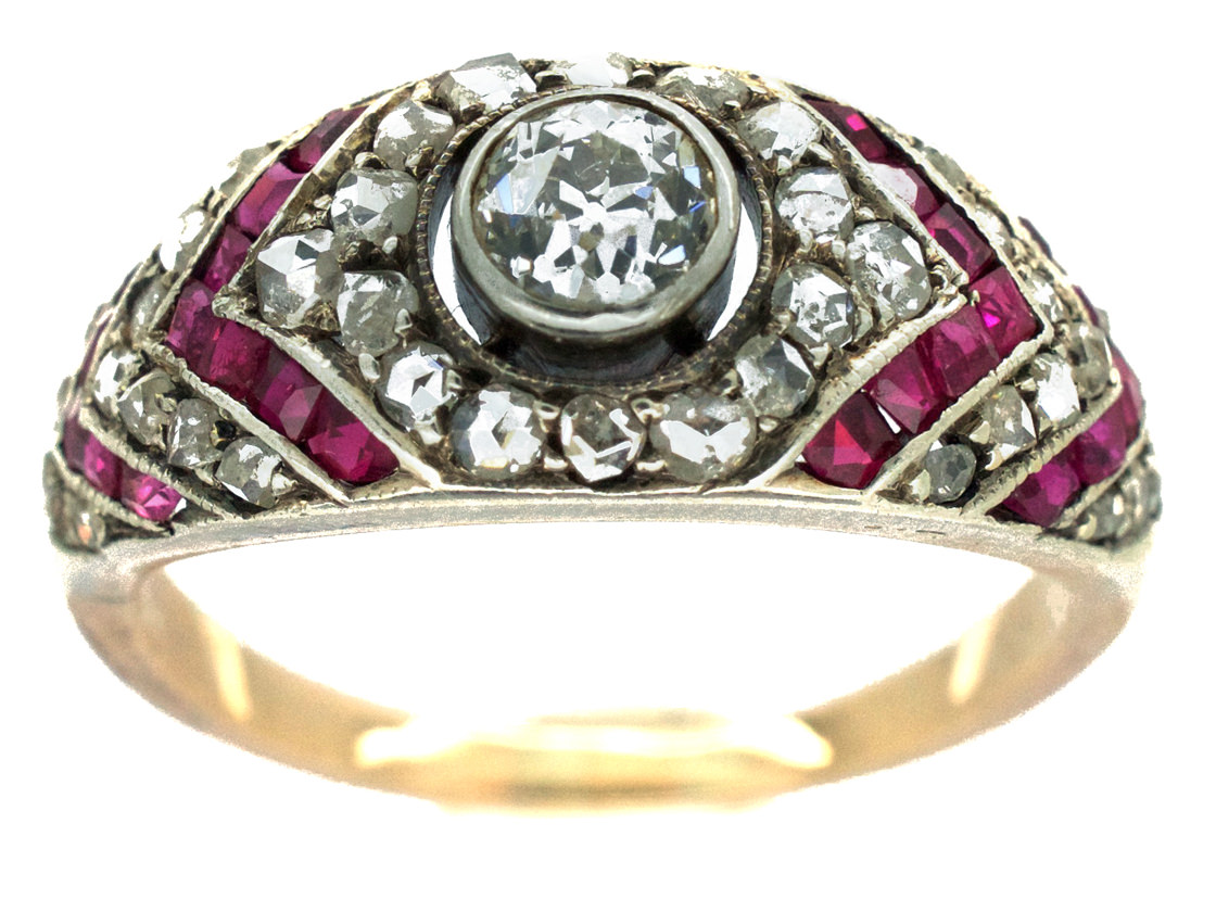 Art Deco Ruby & Diamond Chevron Design Ring (463G) | The Antique ...