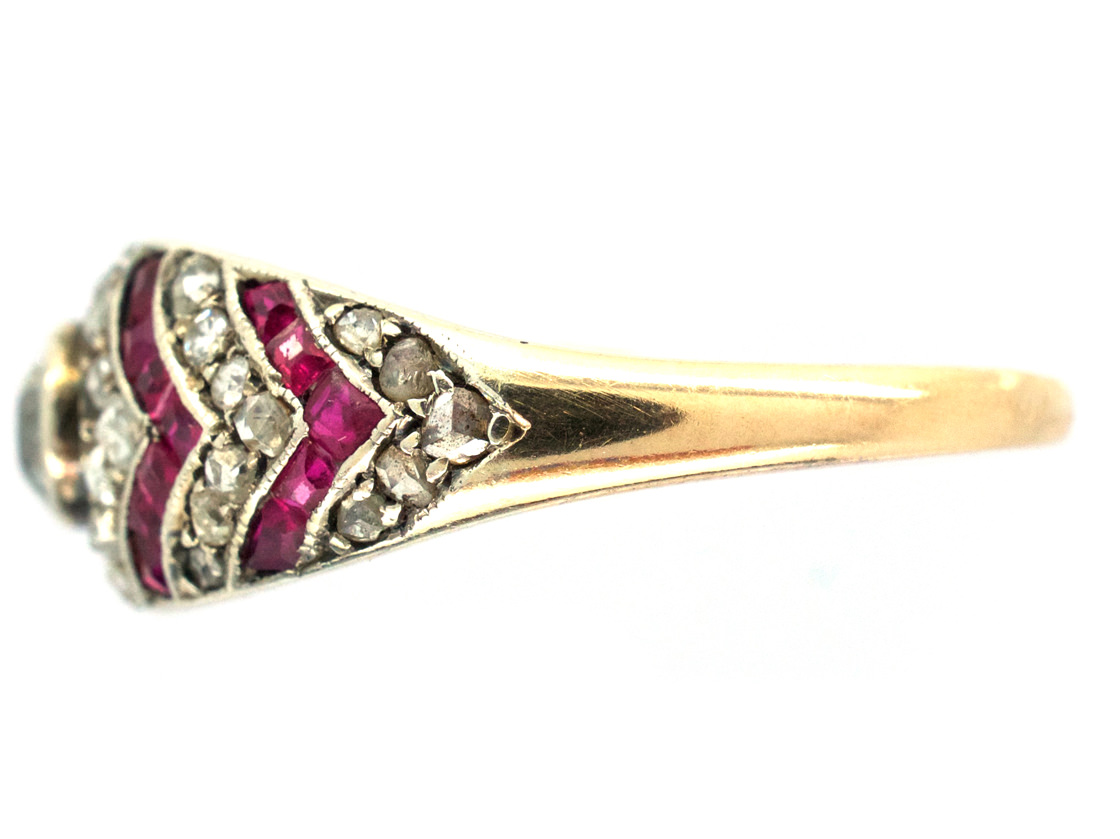 Art Deco Ruby & Diamond Chevron Design Ring (463G) | The Antique ...