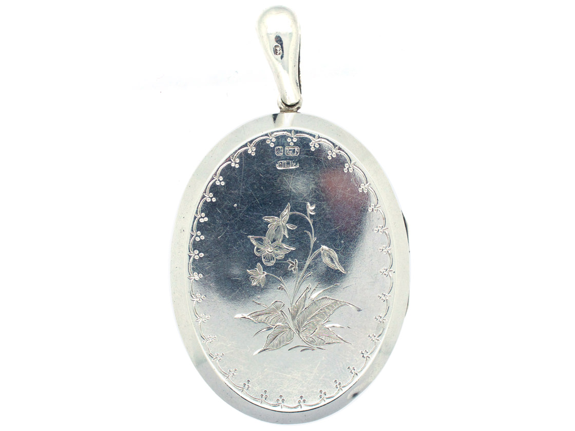 Victorian Silver Locket with Swallow Motif (508G) | The Antique ...