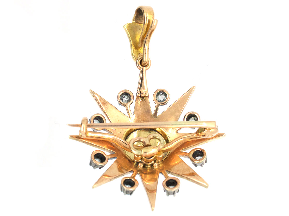 Victorian Diamond & Natural Split Pearl Star Brooch & Pendant (477G ...