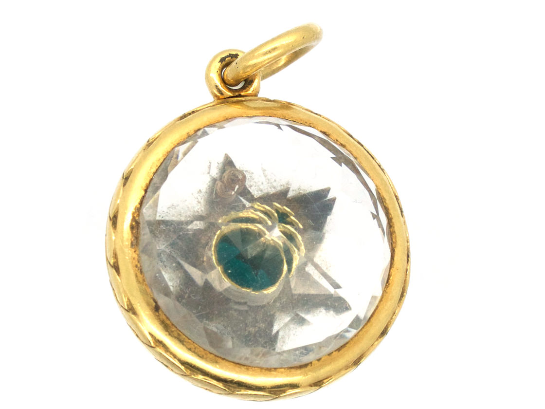 Victorian 18ct Gold Diamond, Turquoise & Rock Crystal Locket (520G ...