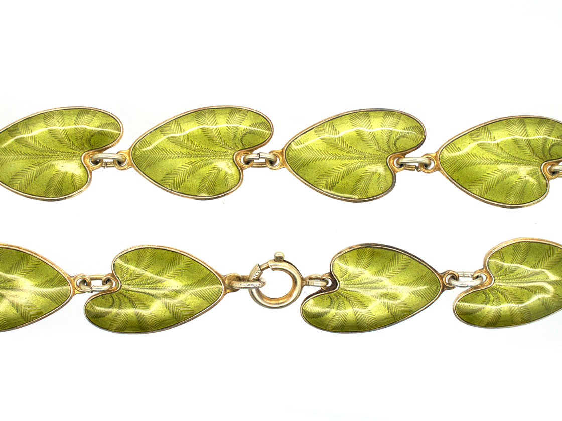 Silver & Green Enamel Lily Pad Necklace by Finn Jensen (492G) | The ...