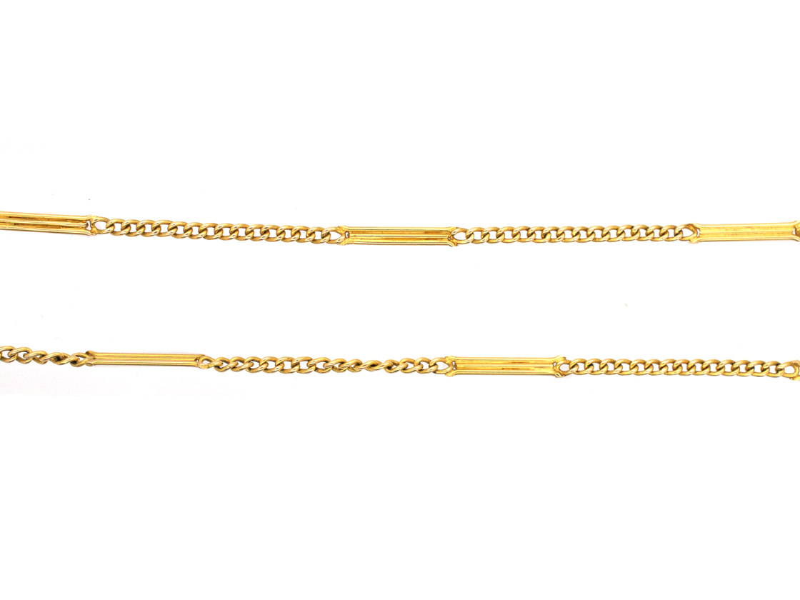 Edwardian 15ct Gold Bar & Link Chain (506G) | The Antique Jewellery Company