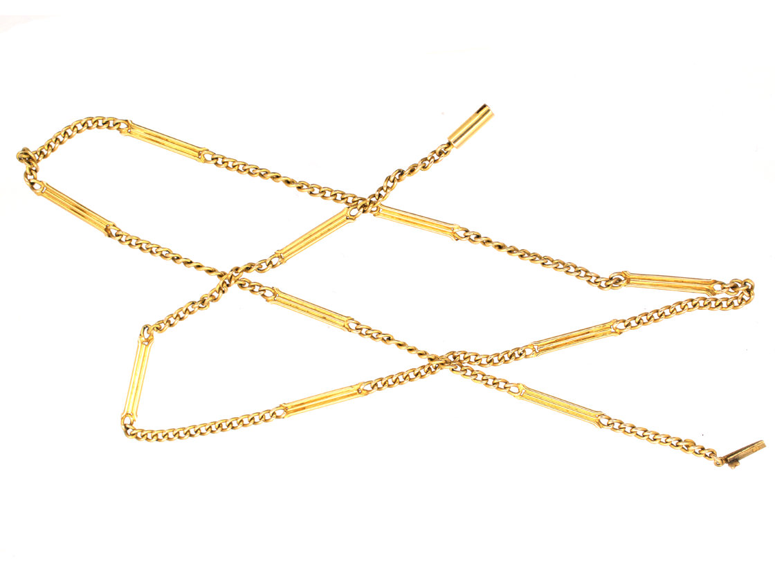 Edwardian 15ct Gold Bar & Link Chain (506G) | The Antique Jewellery Company