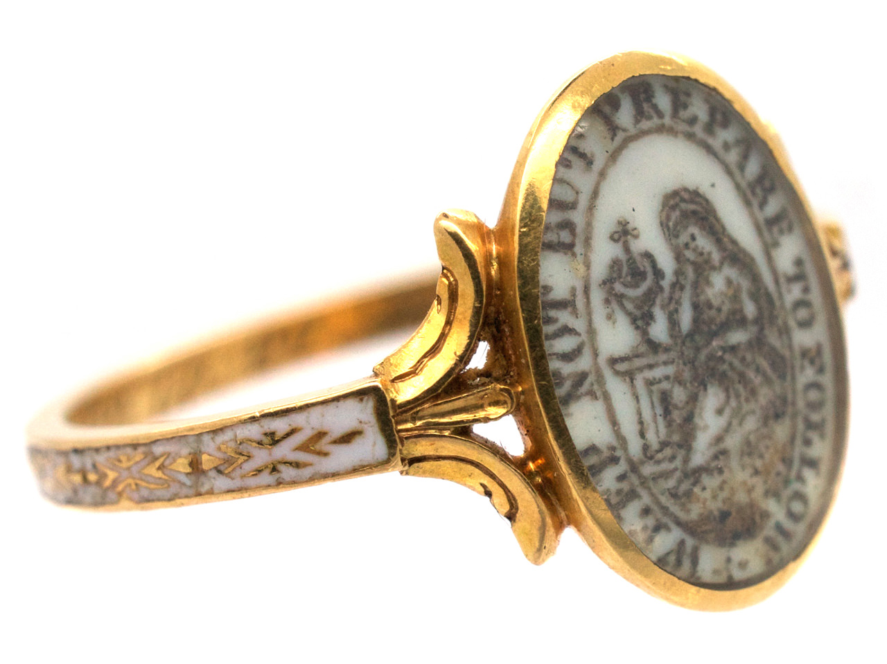 Georgian 18ct Gold Memorial Ring (Part of a Pair of Memorial Rings ...