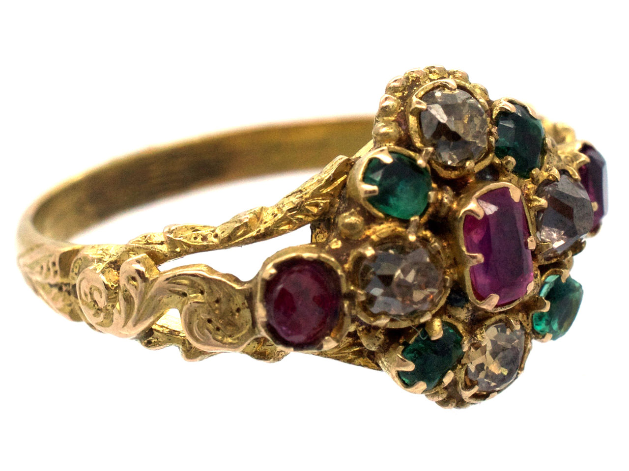 Regency 15ct Gold Emerald, Ruby & Topaz Cluster Ring (296G) | The ...