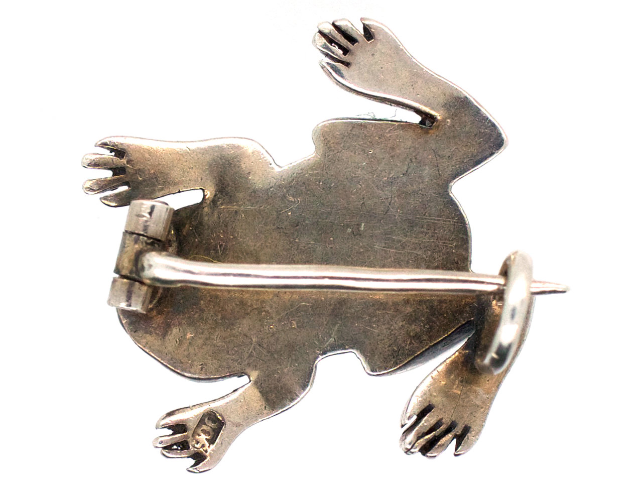 Silver & Gem Set Frog Brooch (572G) | The Antique Jewellery Company