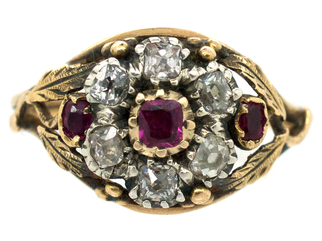 Regency Diamond & Ruby Flower Cluster Ring (574G) | The Antique ...