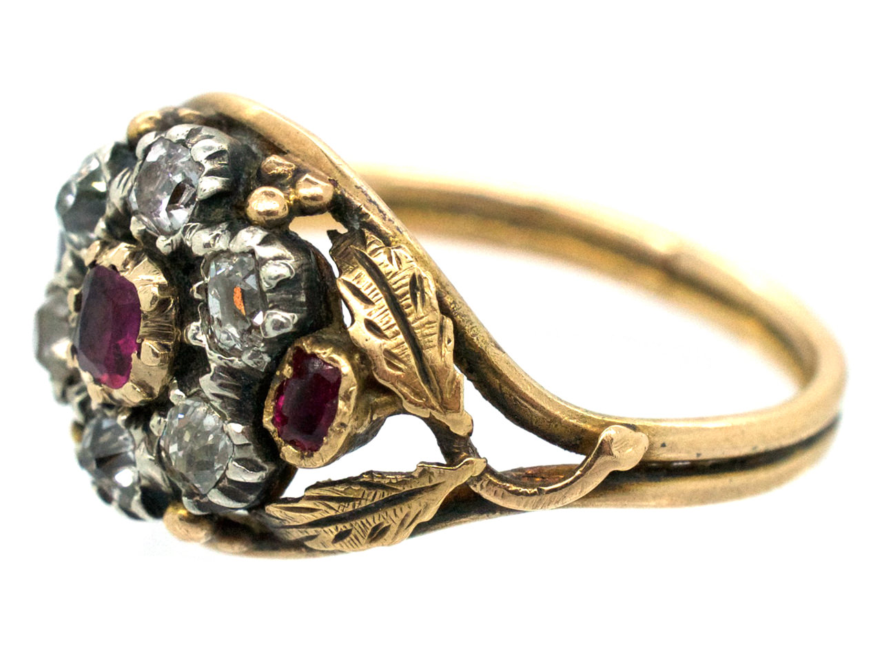 Regency Diamond & Ruby Flower Cluster Ring (574G) | The Antique ...