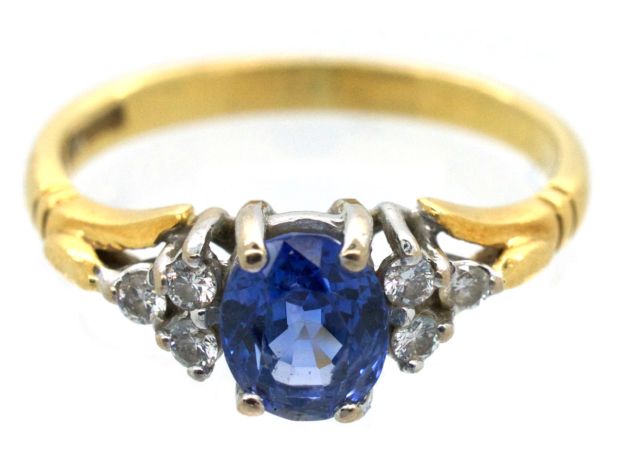 18ct Gold Ceylon Sapphire & Diamond Ring (120/O) | The Antique ...