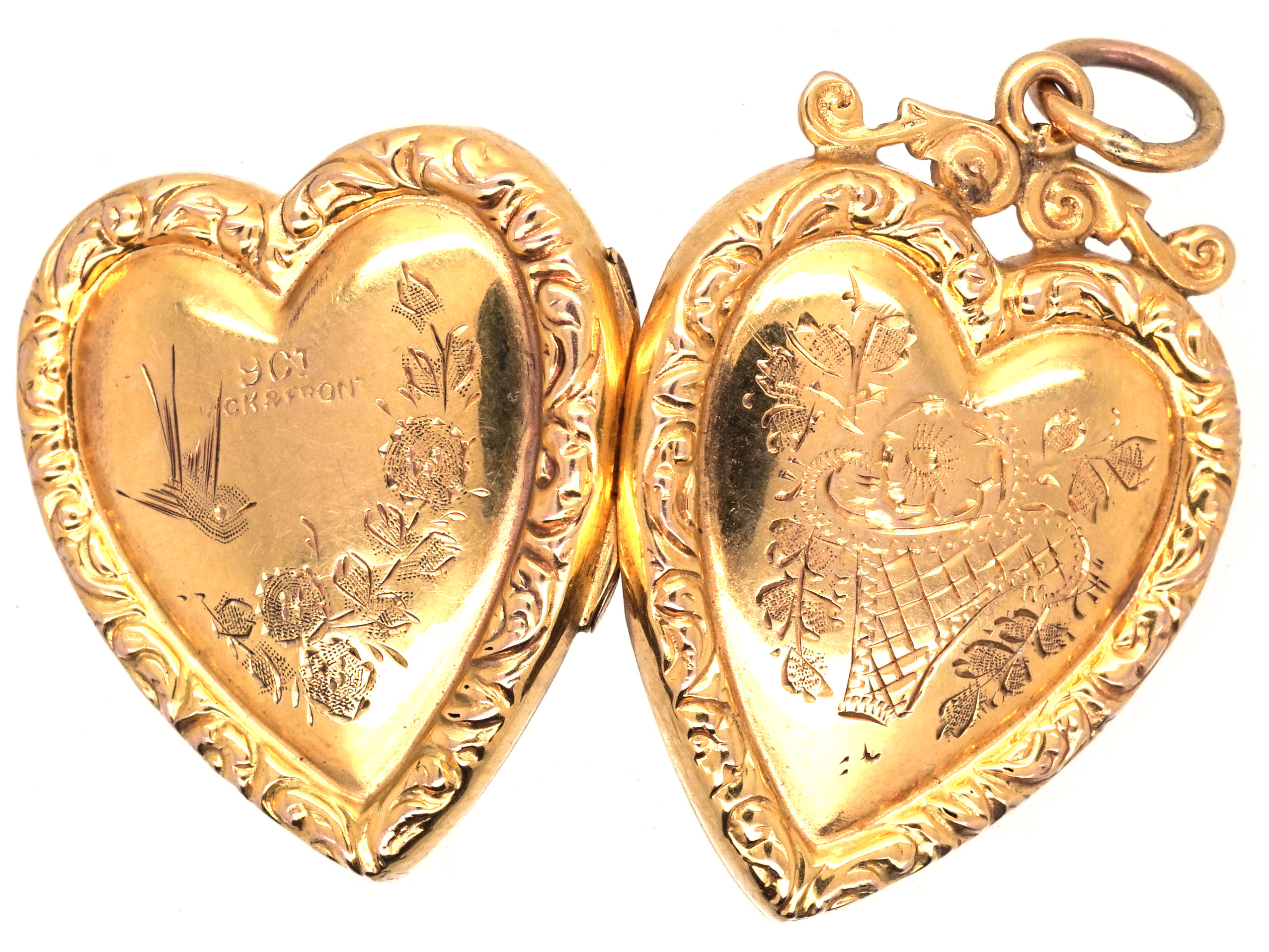 Edwardian 9ct Back & Front Heart Shaped Locket (678G) | The Antique ...