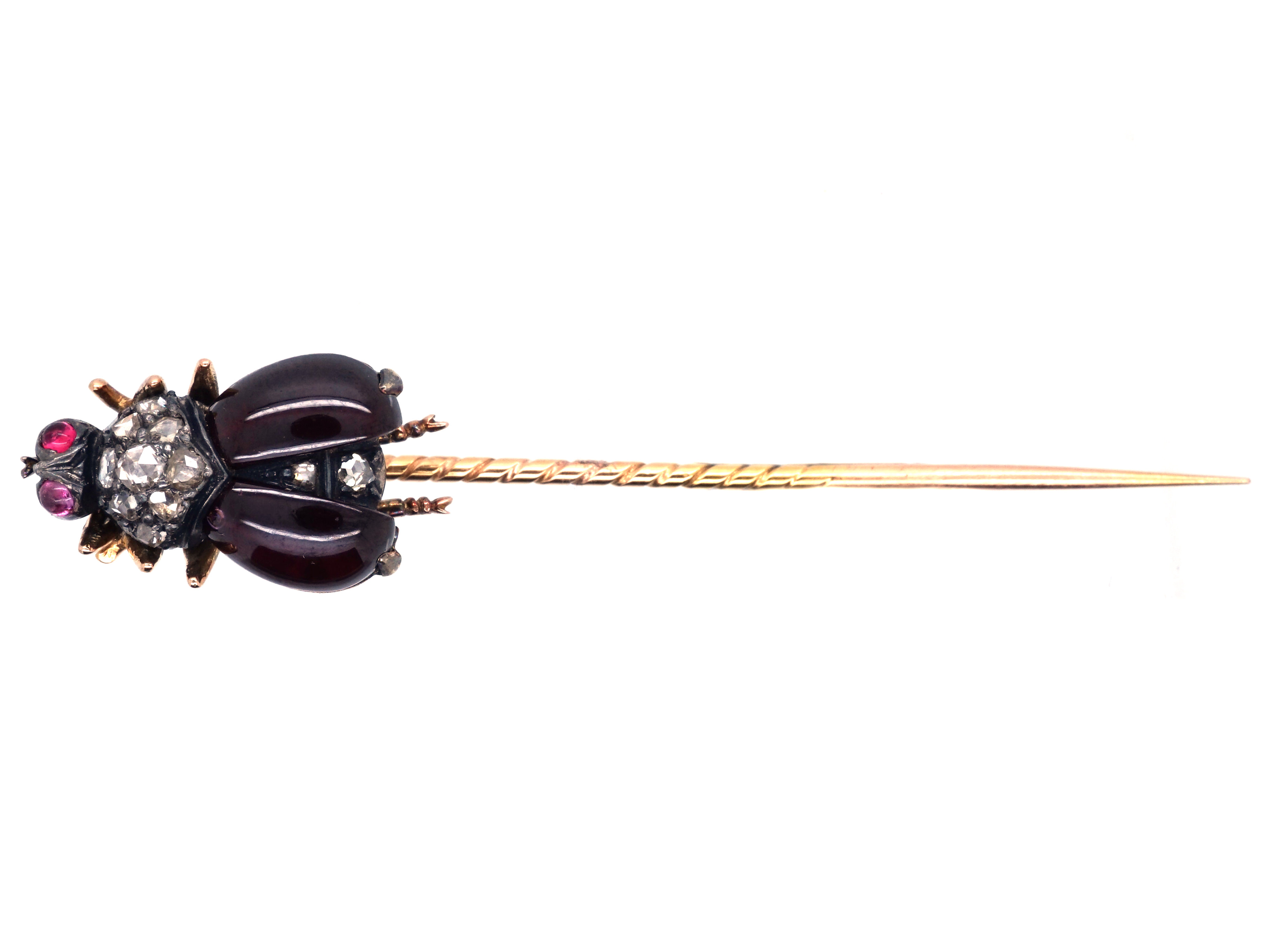 Victorian Garnet, Ruby & Rose Diamond Bug Stick Pin (555G) | The ...
