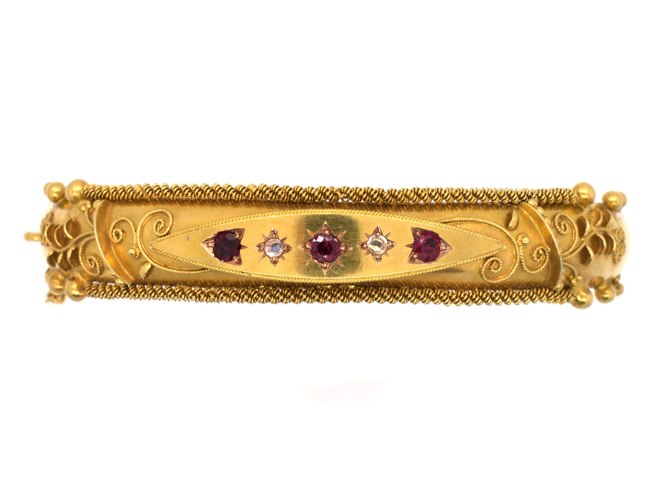 Victorian 9ct Gold Ruby & Diamond Bangle (467G) | The Antique Jewellery ...