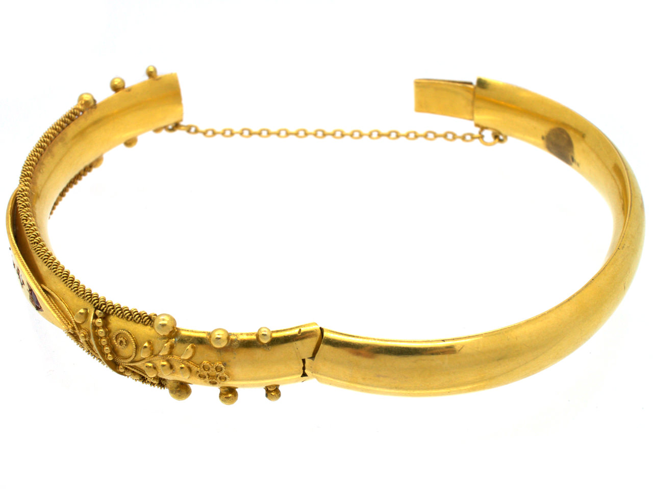 Victorian 9ct Gold Ruby & Diamond Bangle (467G) | The Antique Jewellery ...