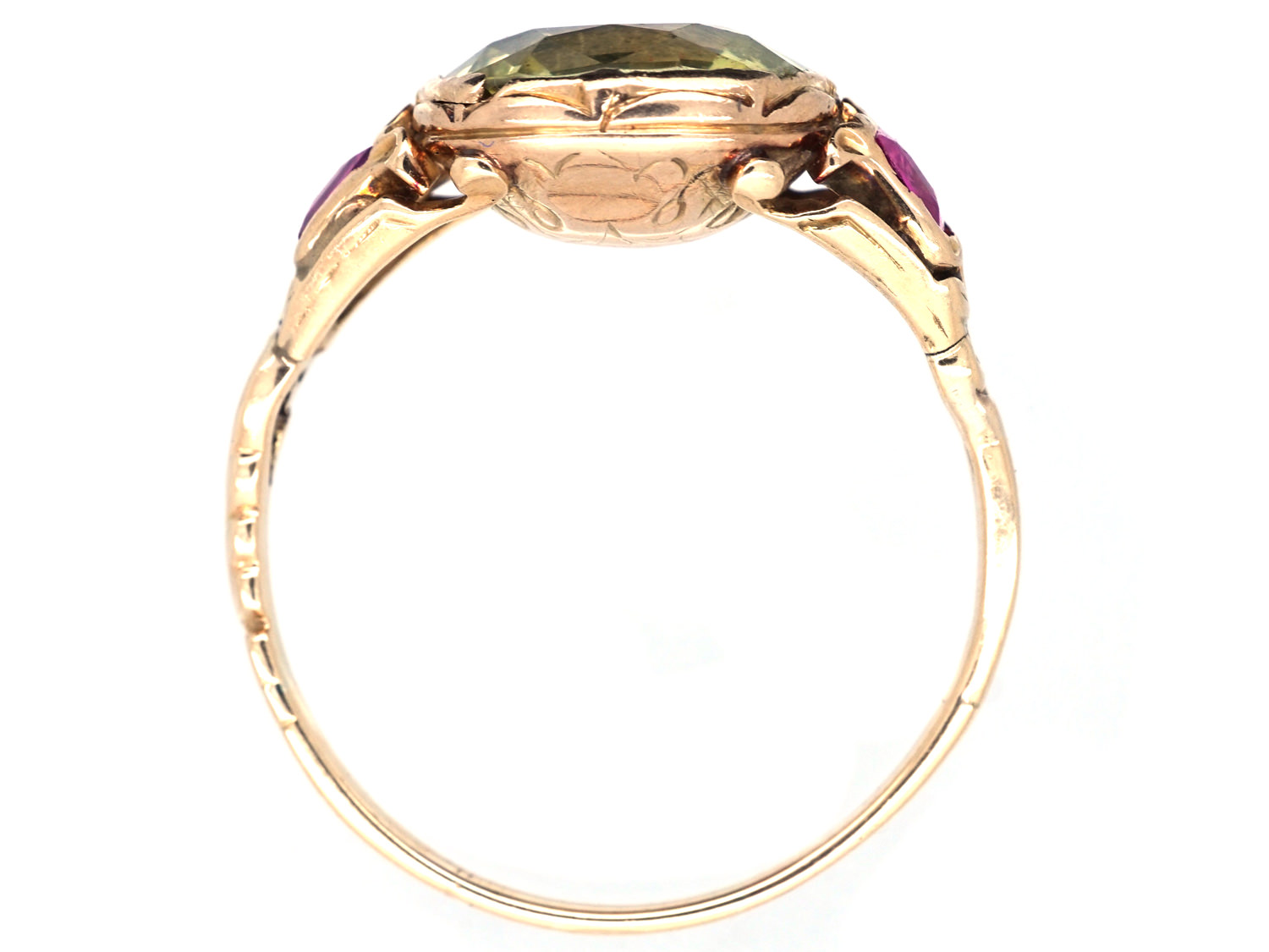 Georgian Chrysolite & Ruby Ring (700G) | The Antique Jewellery Company