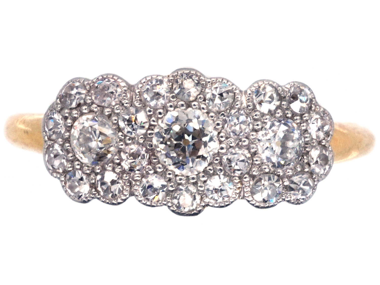 Edwardian Diamond Triple Cluster Ring (727G) | The Antique Jewellery ...