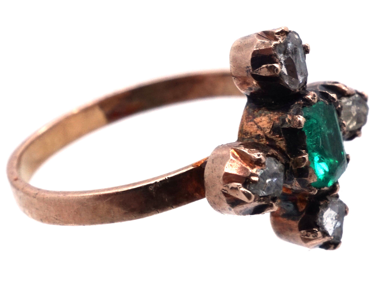 Georgian Miniature Gold, Emerald & Diamond Ring (TBC-39) | The Antique ...