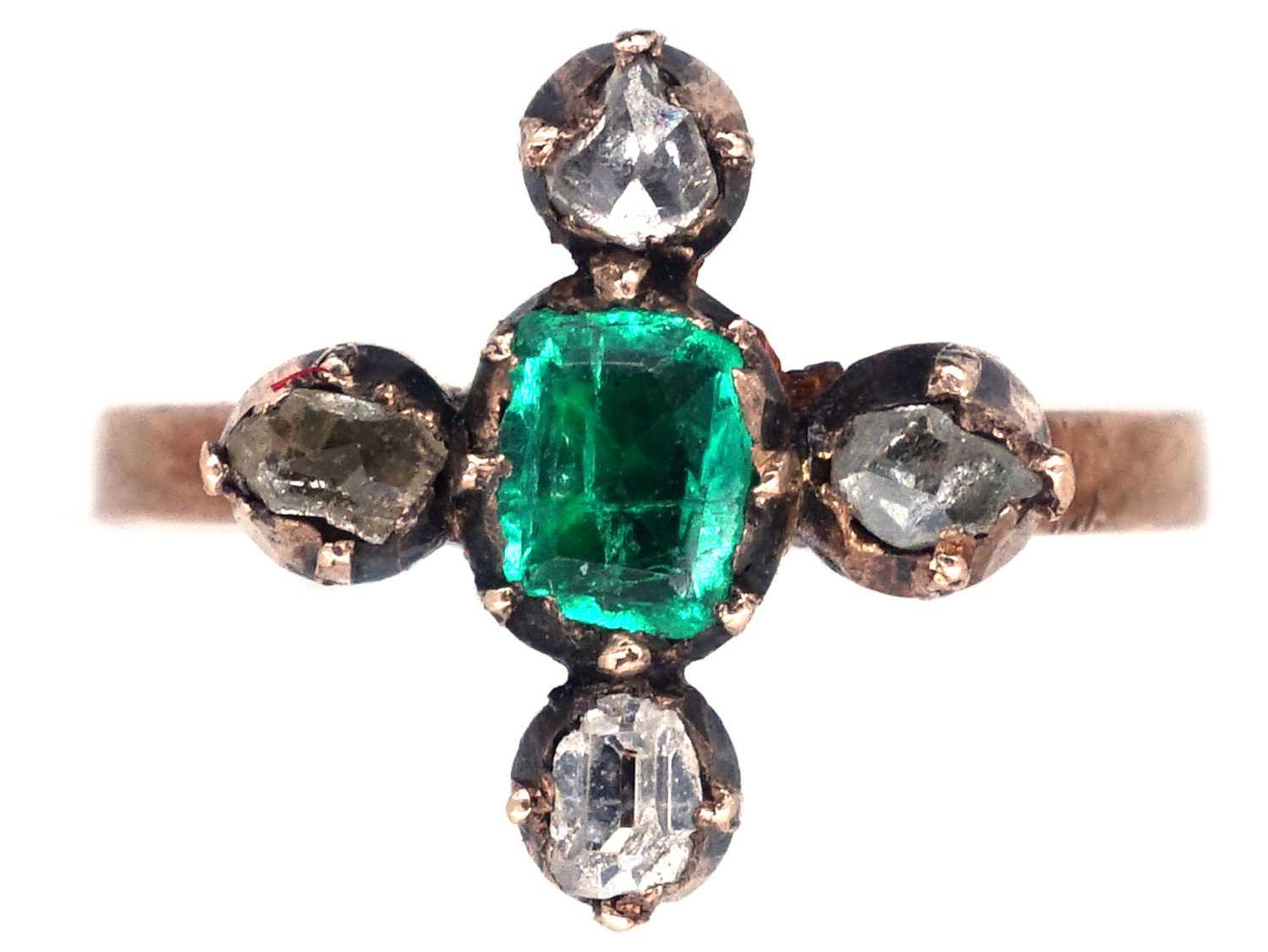 Georgian Miniature Gold, Emerald & Diamond Ring (TBC-39) | The Antique ...