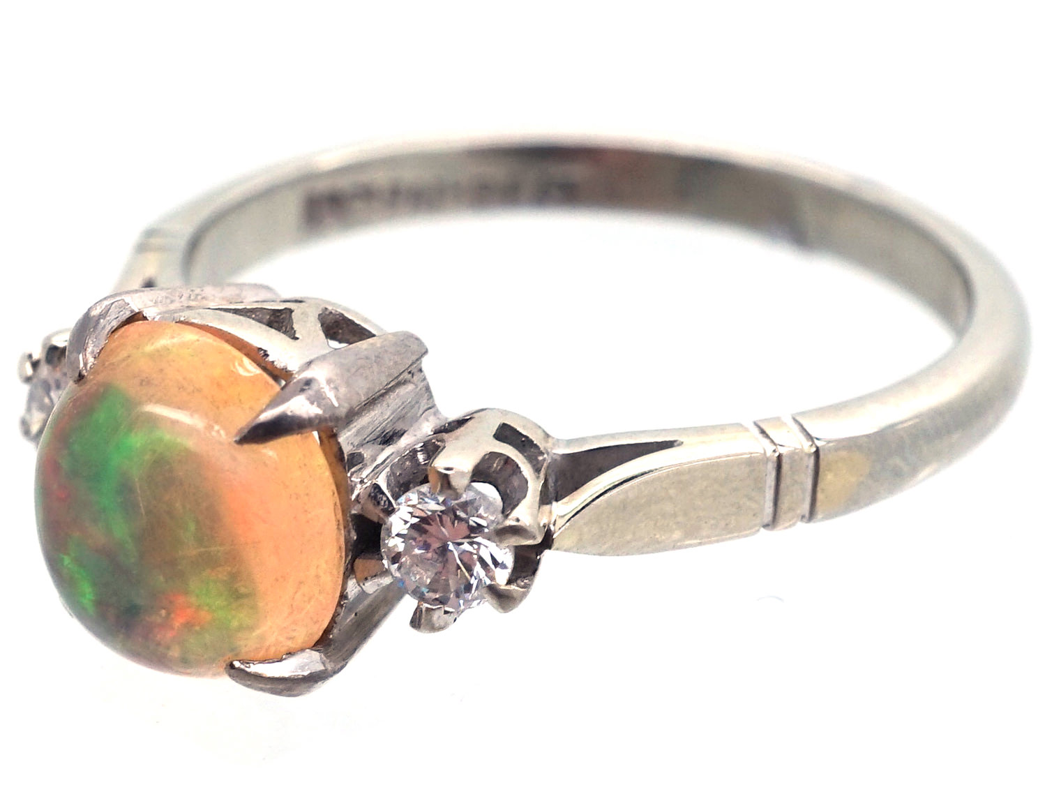 18ct White Gold & Platinum Water Opal & Diamond Ring (802G) | The ...