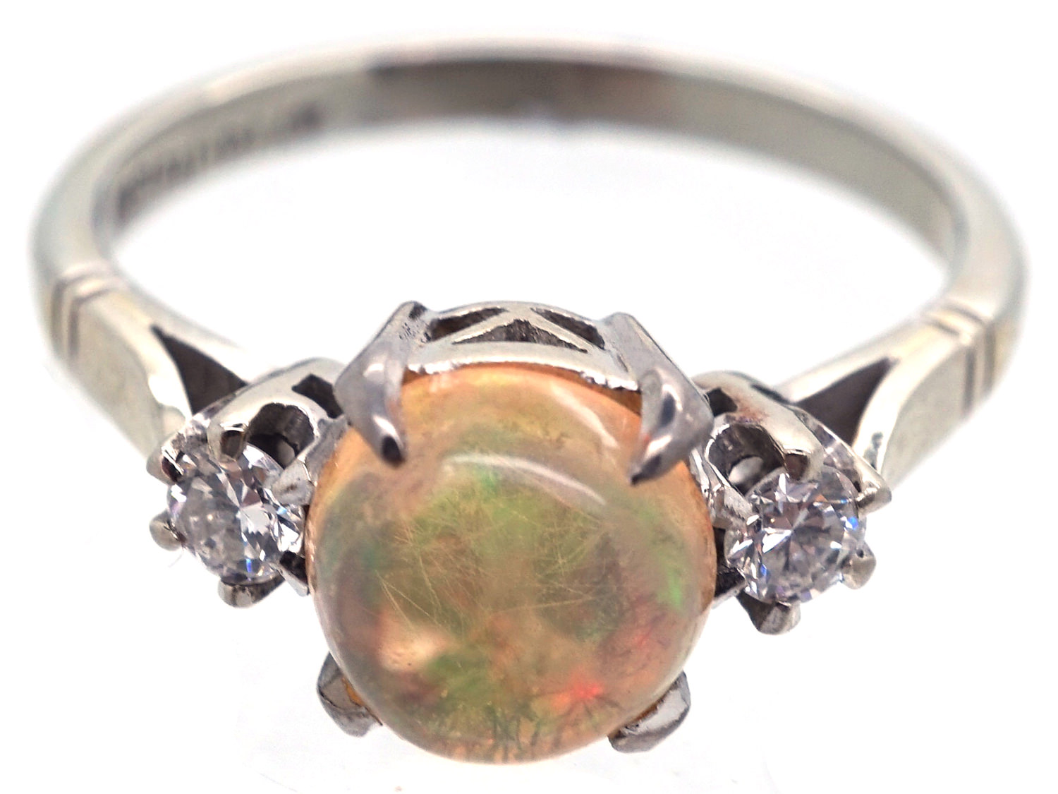 18ct White Gold & Platinum Water Opal & Diamond Ring (802G) | The ...