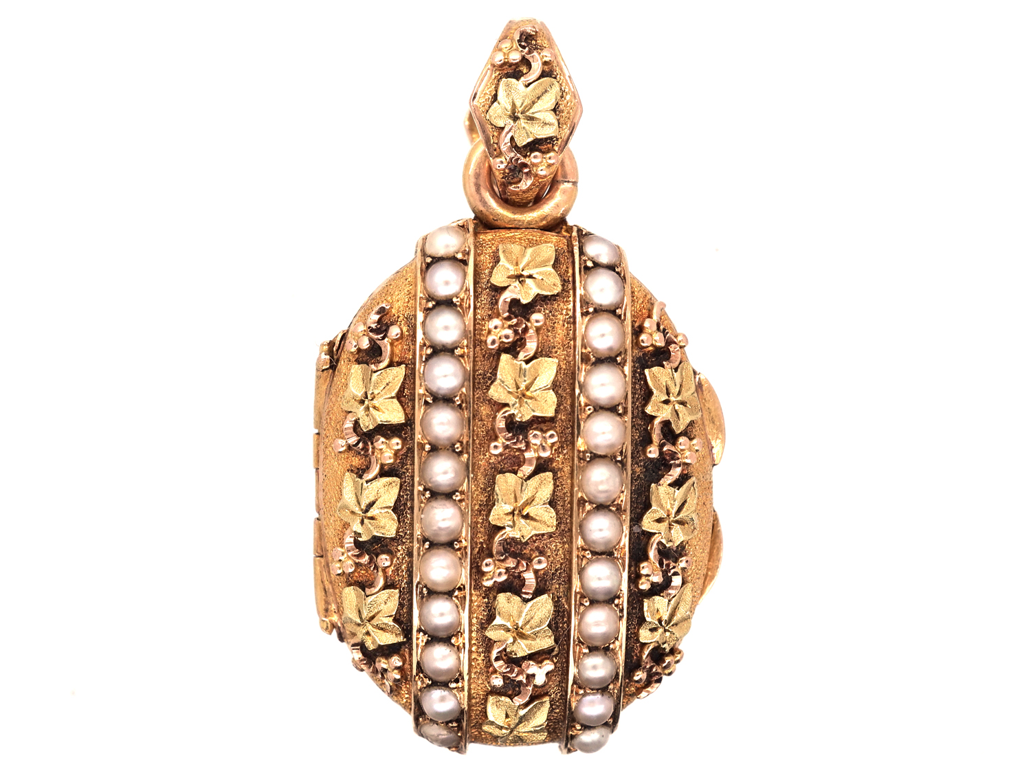 Regency Two Colour 18ct Gold & Natural Split Pearl Ivy Leaf Design ...