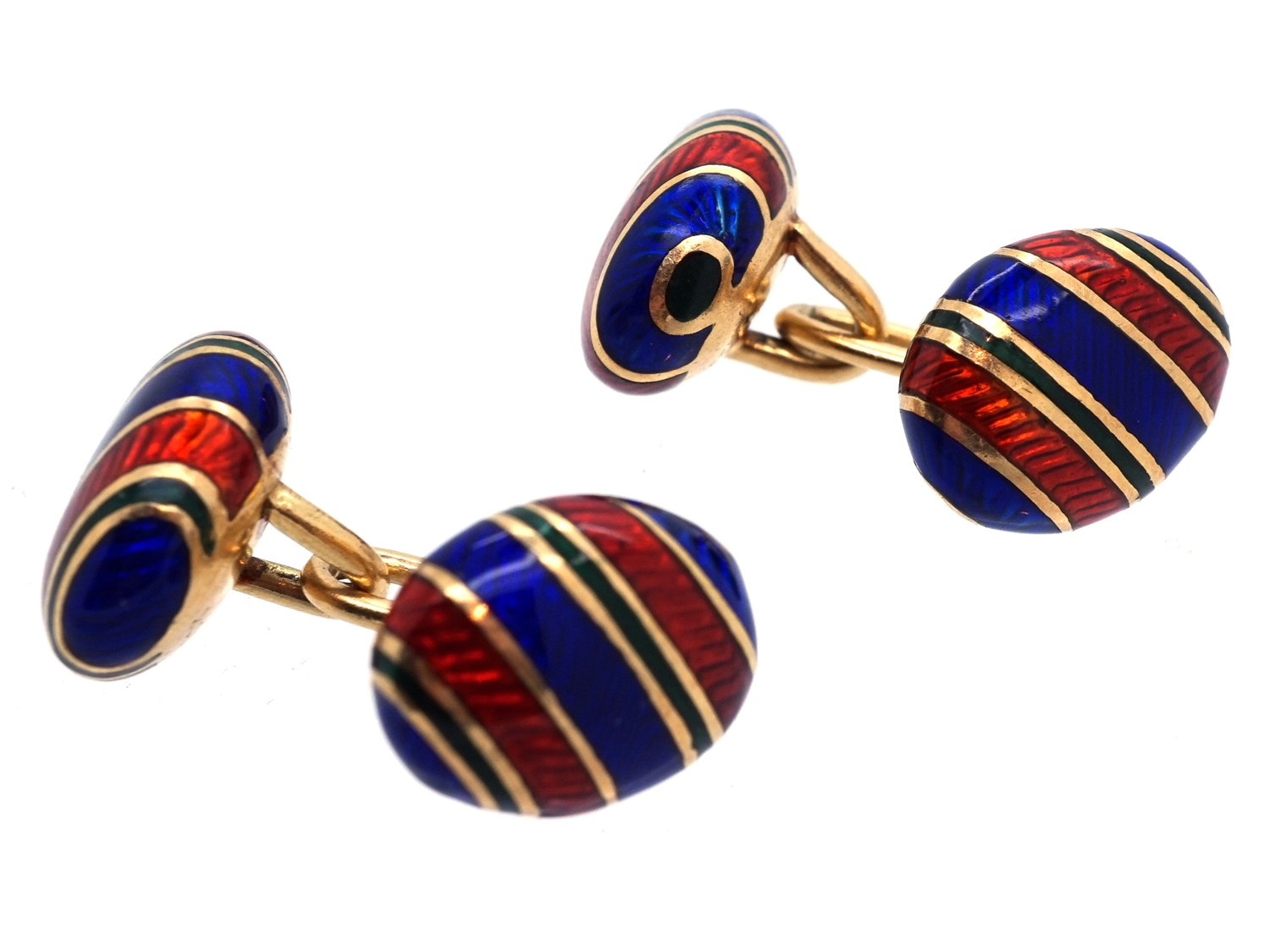 18ct Gold & Enamel Cufflinks by Tiffany (709G) | The Antique Jewellery ...